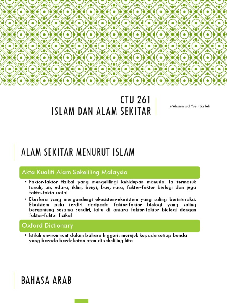 CTU 261 Islam Dan Alam Sekitar: Muhammad Yusri Salleh | PDF