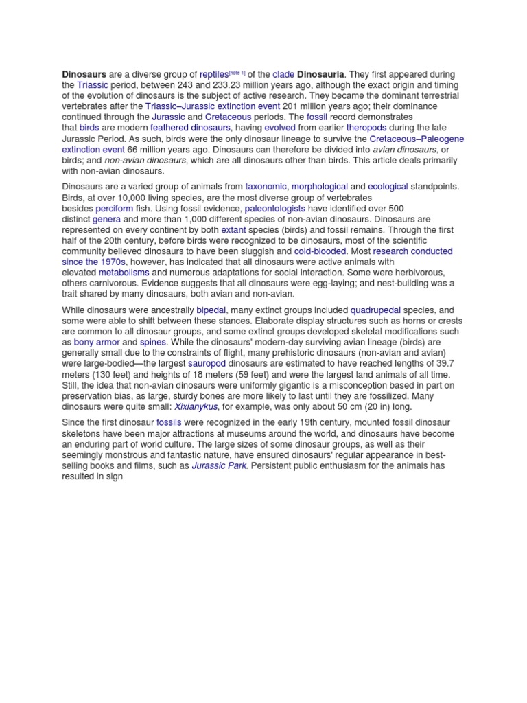 Dinasour | PDF | Dinosaurs | Taxa