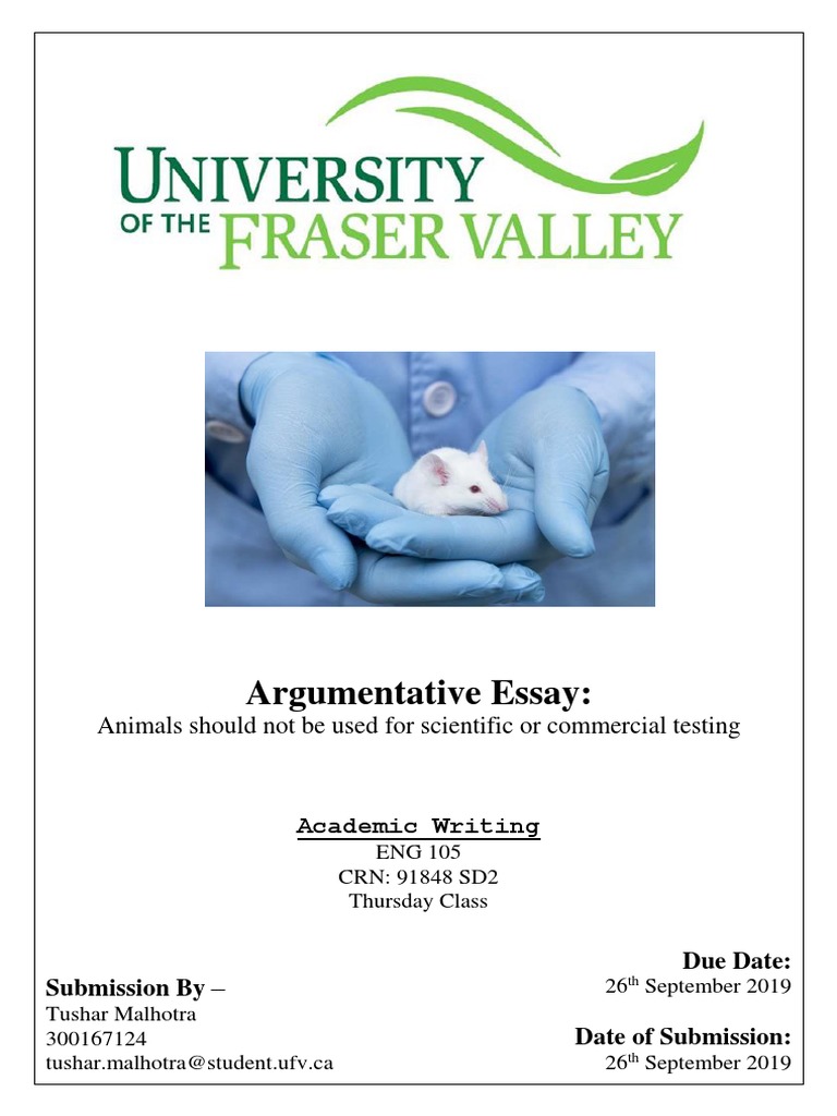 Argumentative Essay:: Animals Should Not Be Used For Scientific or ...