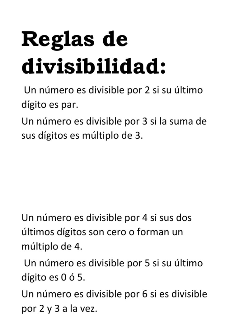 Reglas de Divisibilidad | PDF
