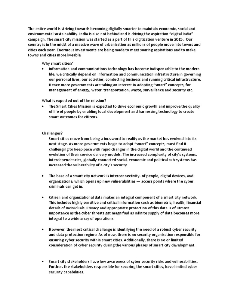 Cyber Security in Smart Cities | PDF | Computer Security | Security