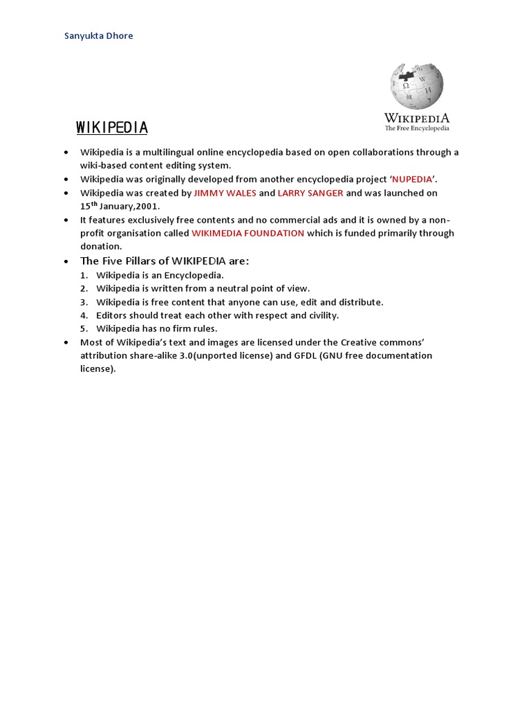 Wikipedia: The Five Pillars of WIKIPEDIA Are | PDF