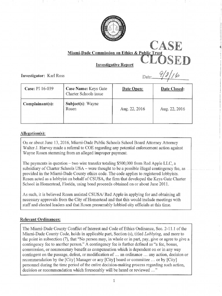 Wayne Rosen Accepted Illegal Kickback For Keys Gate Charter High School ...