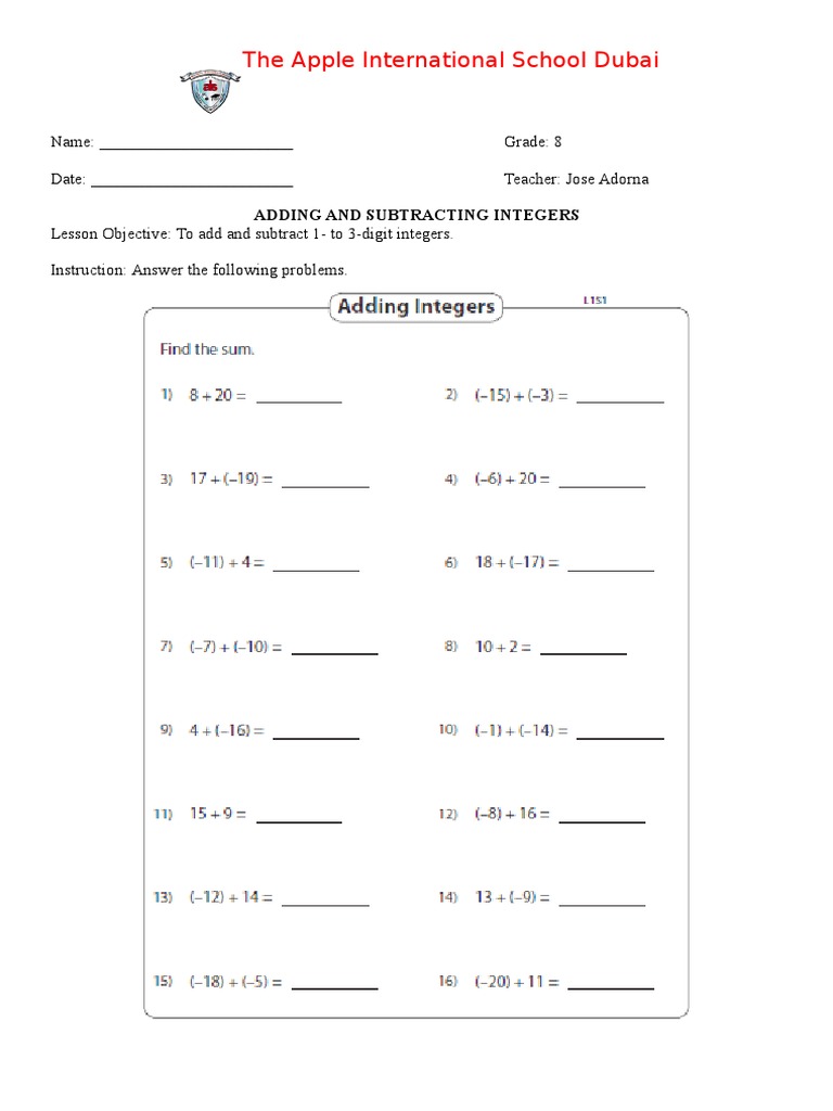 Flip Classroom - Adding Integers WS | PDF | Teaching Methods ...