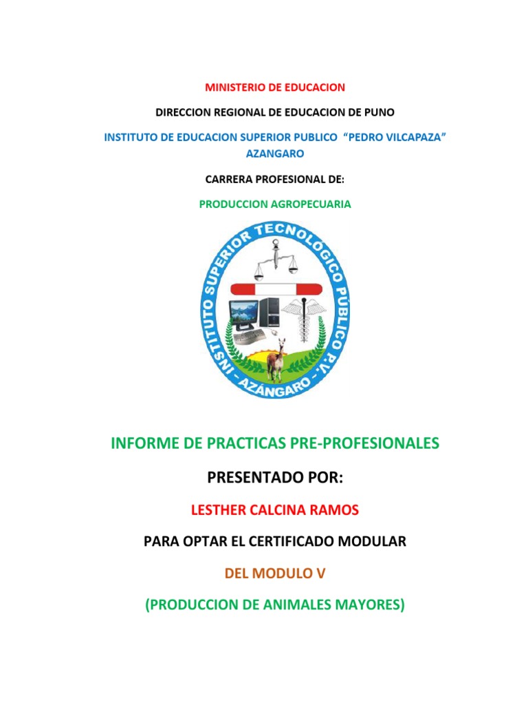 Informe de Animales Mayores Lesther | PDF | Vacas | Oveja