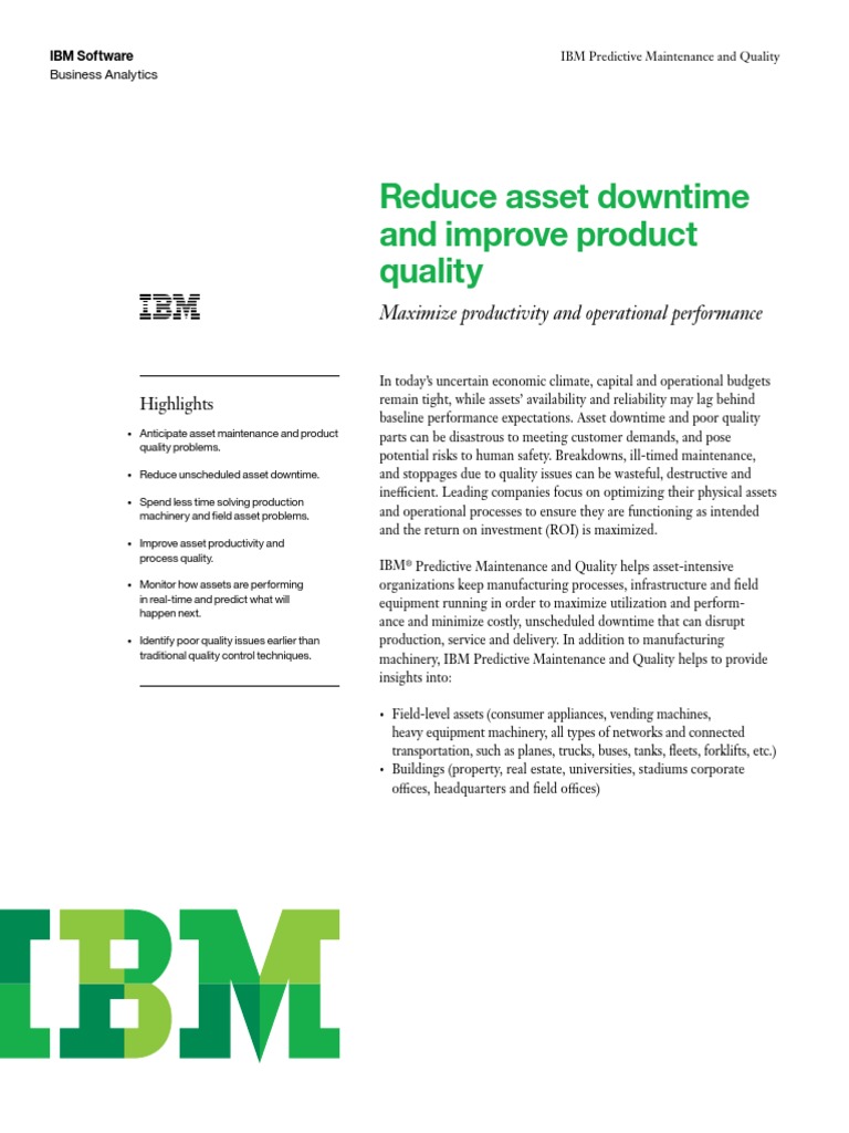 Reduce Asset Downtime and Improve Product Quality PDF | PDF ...