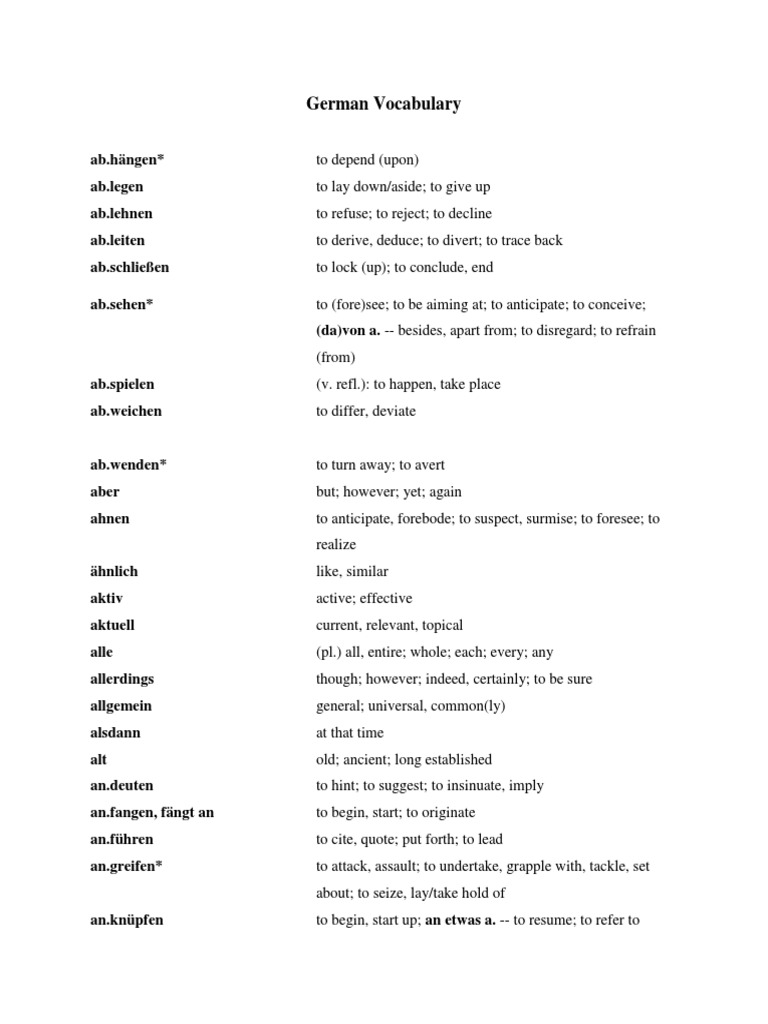 Theological German Vocabulary Complete Alphabetically Order | PDF ...