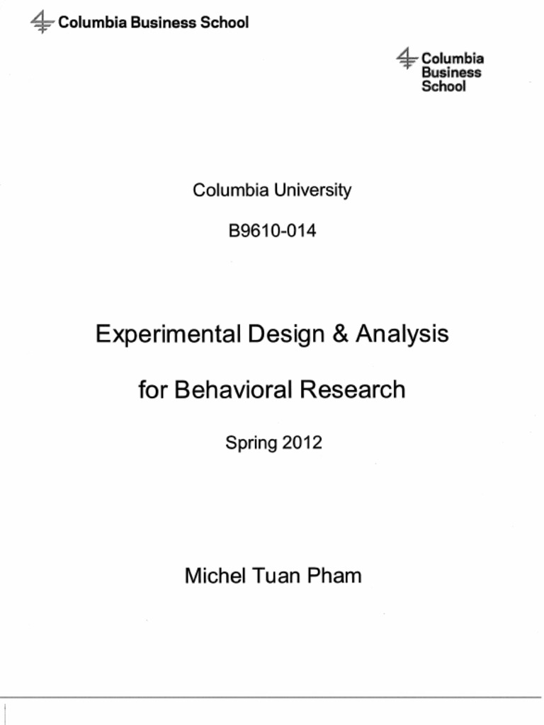 Experimental Design and Analysis | PDF