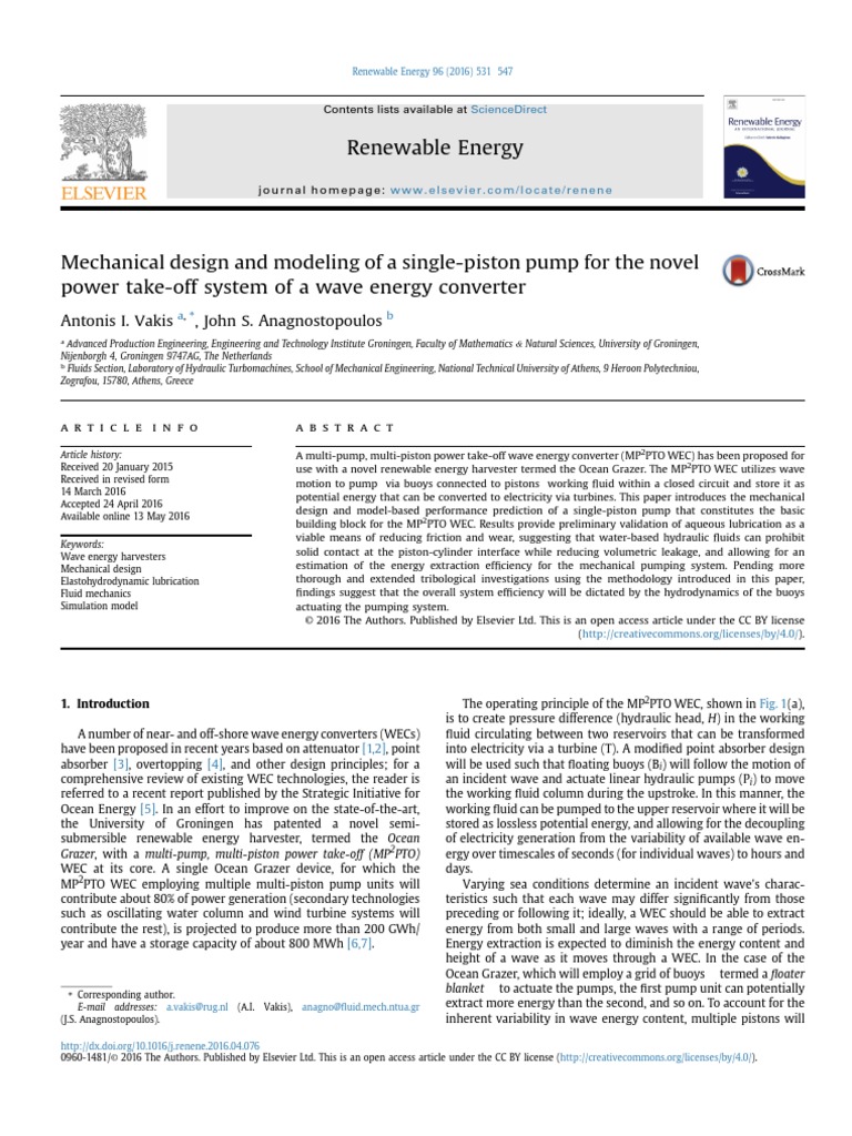 Mechanical Design and Modeling of A Single-Piston Pump For The Novel ...