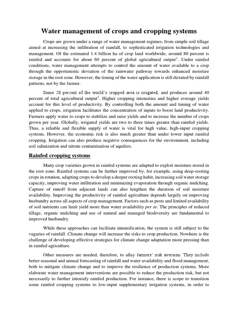 Optimizing Water Management in Crops | PDF | Irrigation | Agriculture
