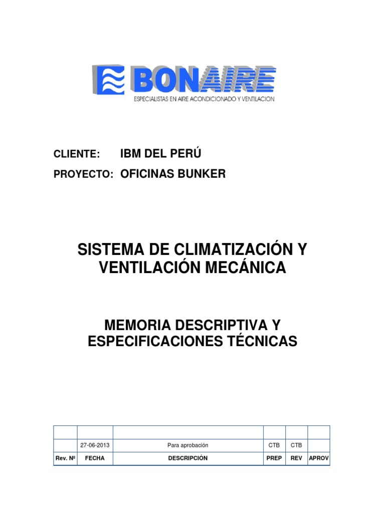 Memoria Descriptiva y Especificaciones HVAC Oficinas IBM | PDF | Hvac ...