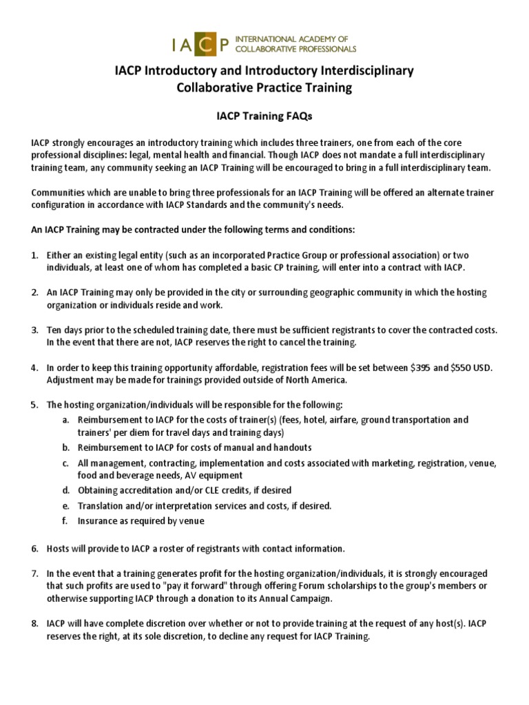 IACP Introductory and Introductory Interdisciplinary Collaborative ...