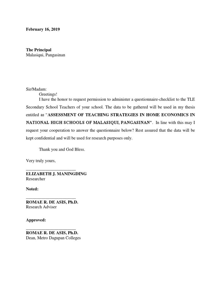 Letter For Principal | PDF