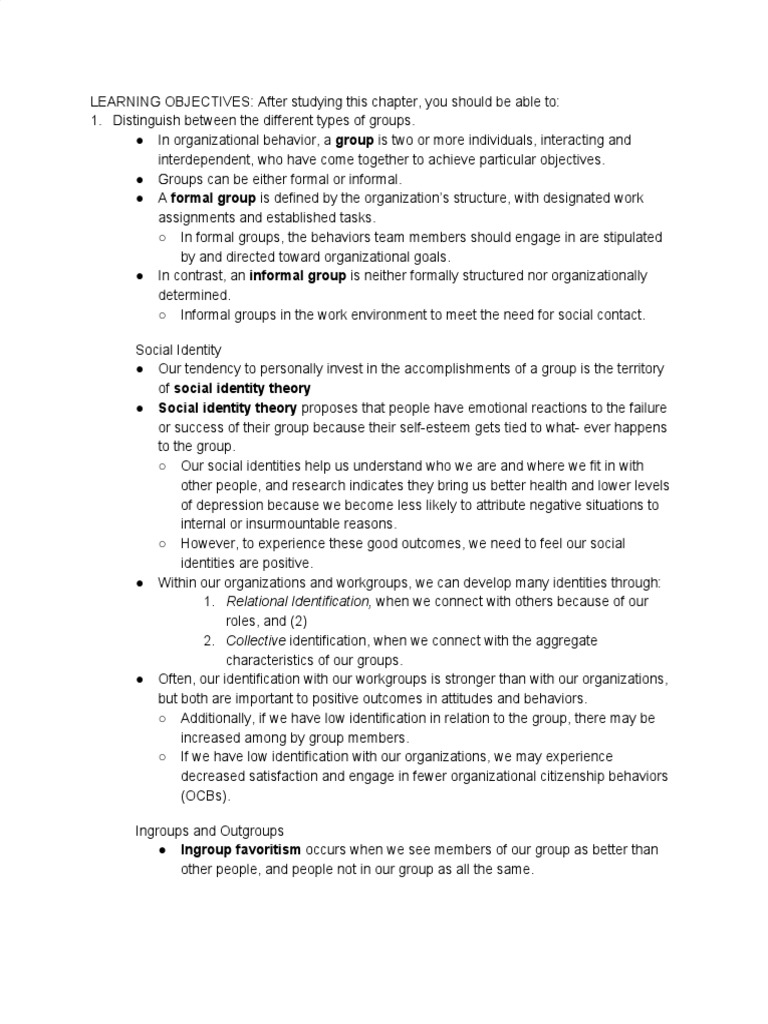 Organizational Behavior: Chapter 9 - Foundations of Group Behavior ...