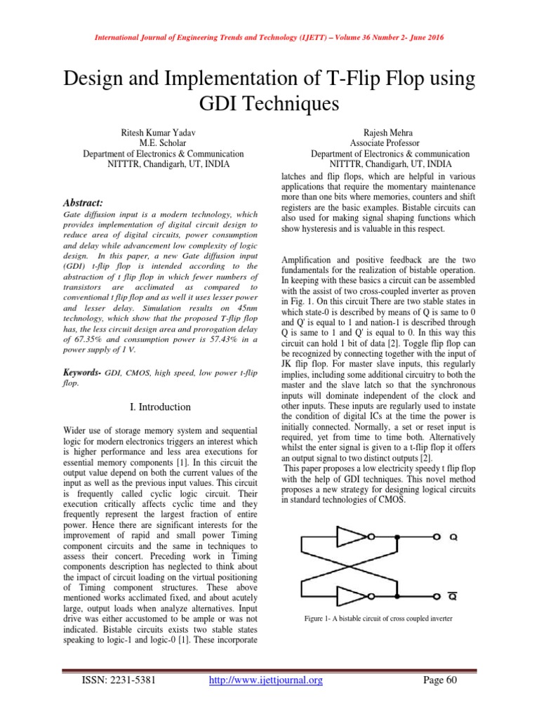 T FF Using Gdi Technique | PDF | Logic Gate | Electronic Circuits