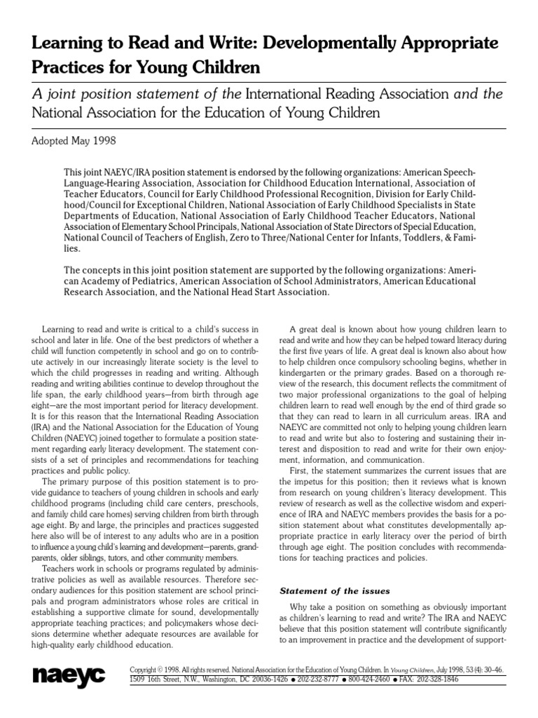Literacy Position Statement PDF | PDF | Literacy | Reading Comprehension