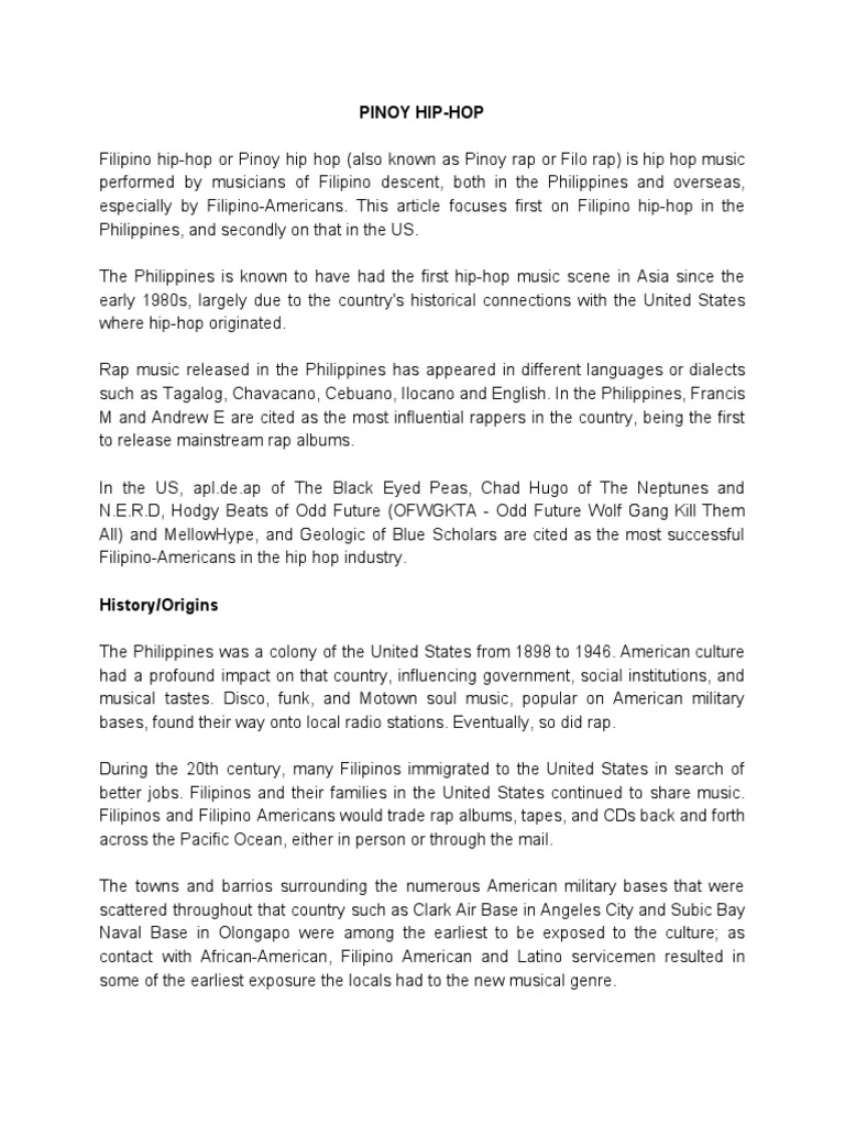 Pinoy Hip Hop | PDF | Hip Hop Music | Popular Music