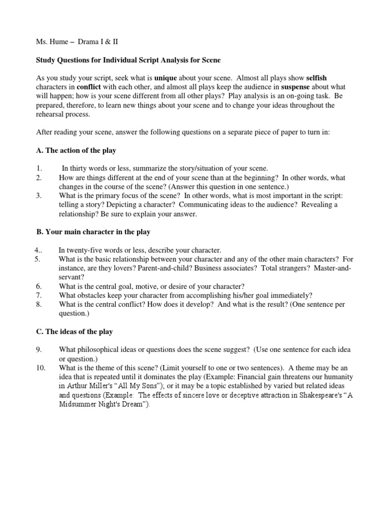 Individual Script Analysis For Scene | PDF
