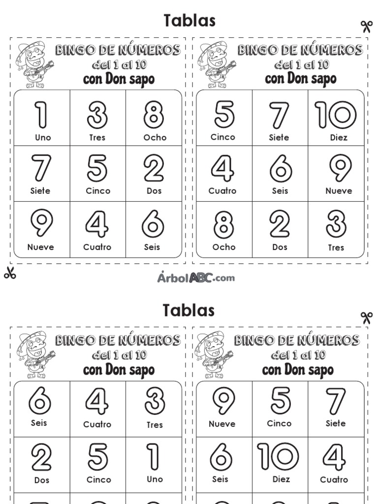 Bingo de Numeros Del 1 Al 10 PDF | PDF