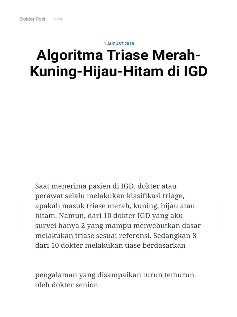 Algoritma Triase Merah-Kuning-Hijau-Hitam Di IGD | PDF