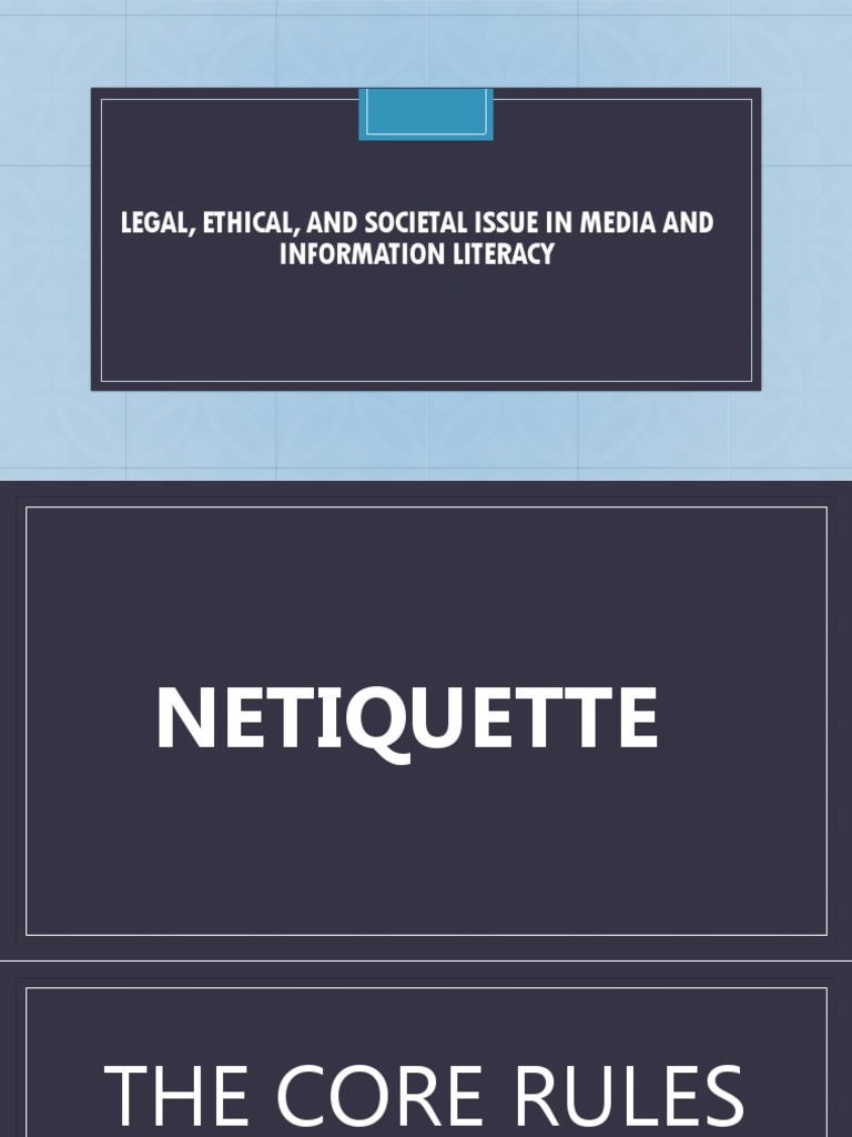 Legal, Ethical, and Societal Issue in Media and Information Literacy ...