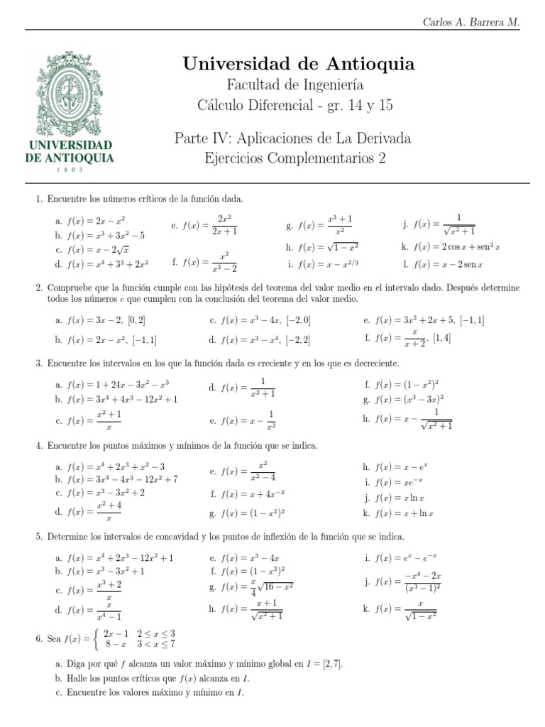 Derivadas aplicaciones ejercicios complementarios 2 | PDF | Triángulo | Análisis matemático