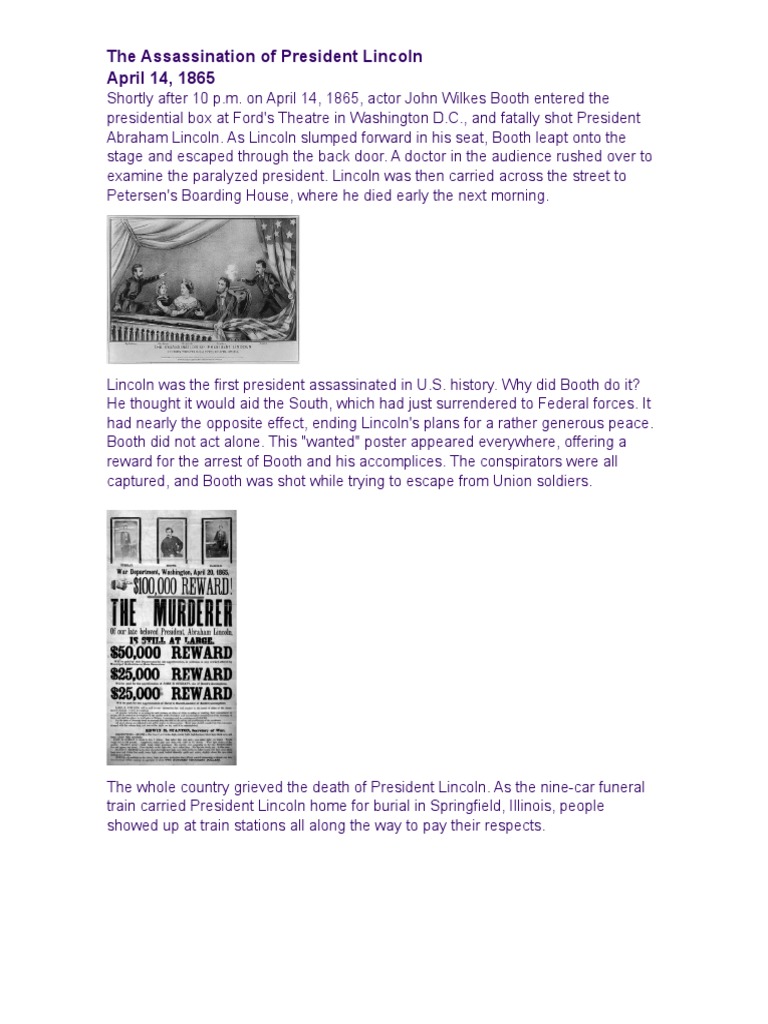 Assassination of Lincoln | PDF