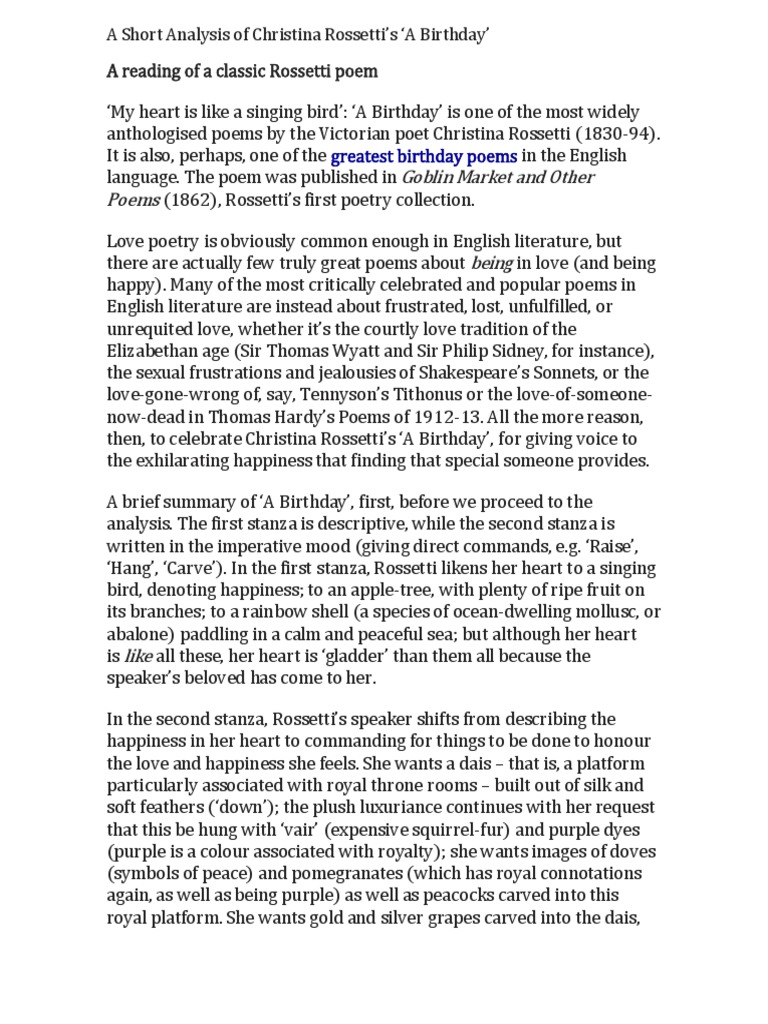 A Short Analysis of Christina Rossetti | PDF | English Literature ...