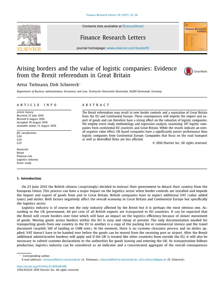 Finance Research Letters: Artur Tielmann, Dirk Schiereck | Download ...