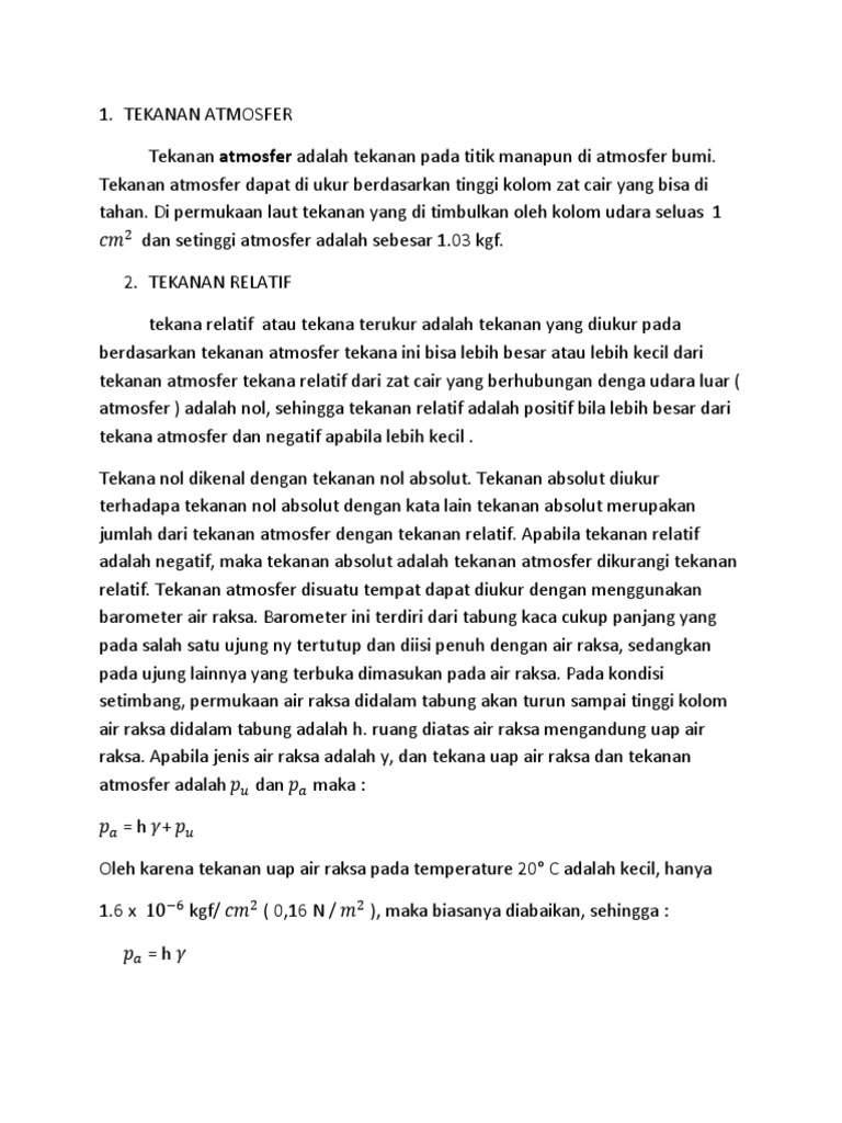 Tekanan Atmosfer | PDF