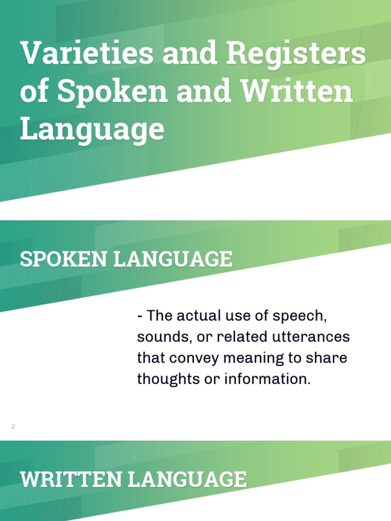 Varieties and Registers of Language | PDF | Speech | Dialect