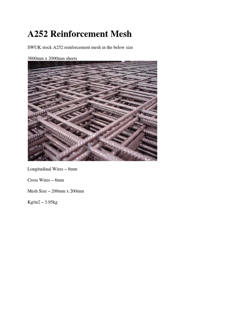 A252 Reinforcement Mesh | PDF