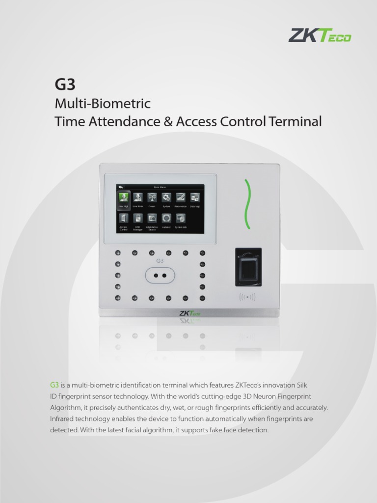 G3 Data Sheet | PDF | Access Control | Fingerprint