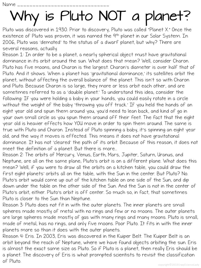 Why Is Pluto Not A Planet | PDF | Pluto | Planets