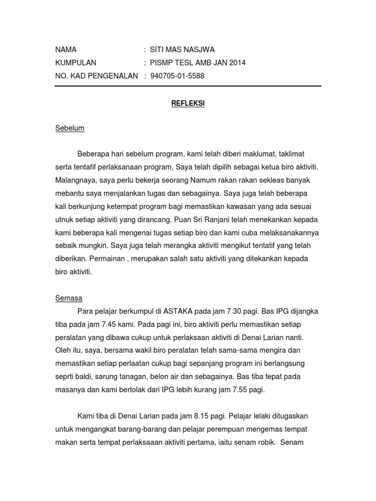 Format Refleksi | PDF