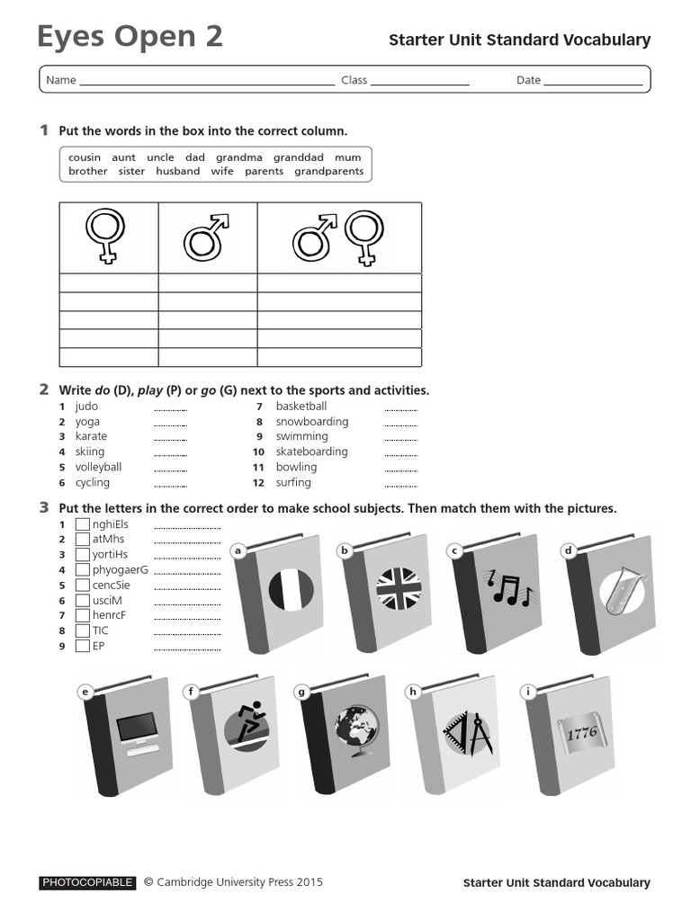 Starter Unit - Vocabulary Standard | PDF