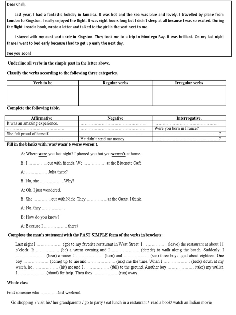Classify The Verbs According To The Following Three Categories. Verb To ...