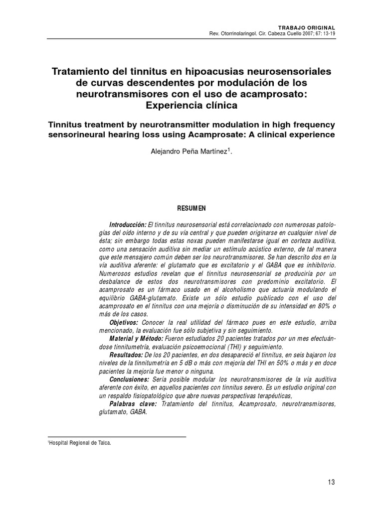 Protocolo | PDF | Ácido gamma-aminobutírico | Tinnitus