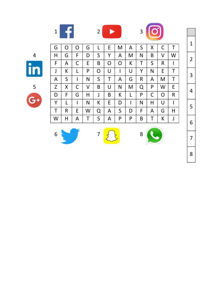 Sopa de Letras Redes Sociales | PDF | Juegos y actividades