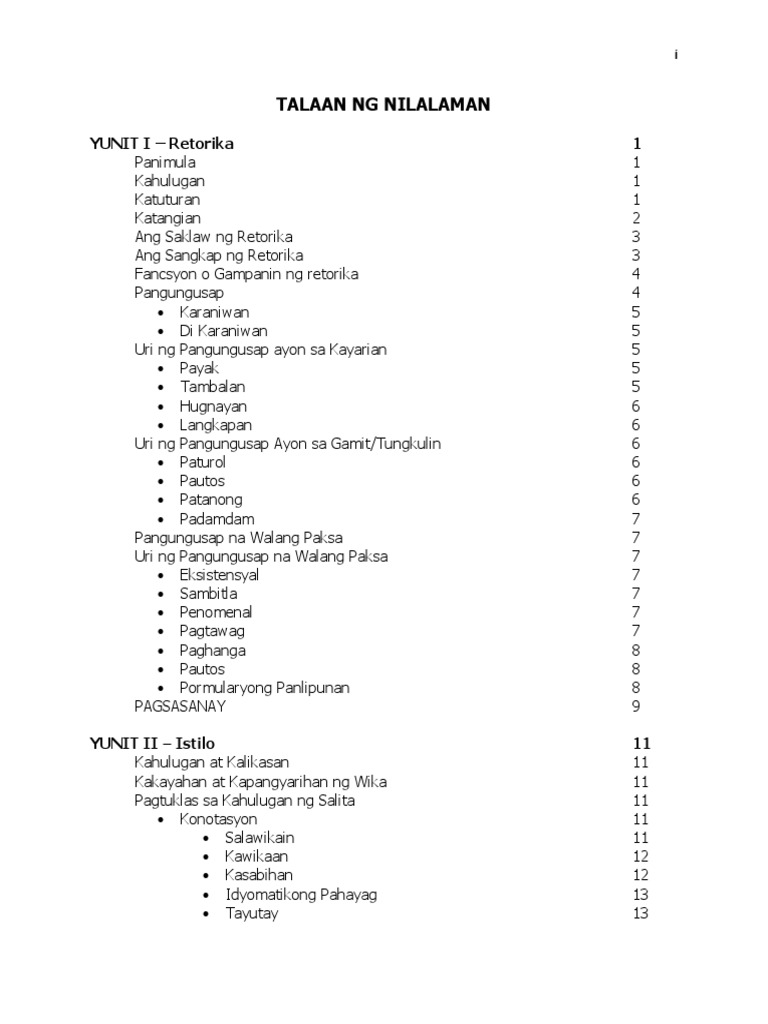 Retorika Book (Table of Contents) | PDF