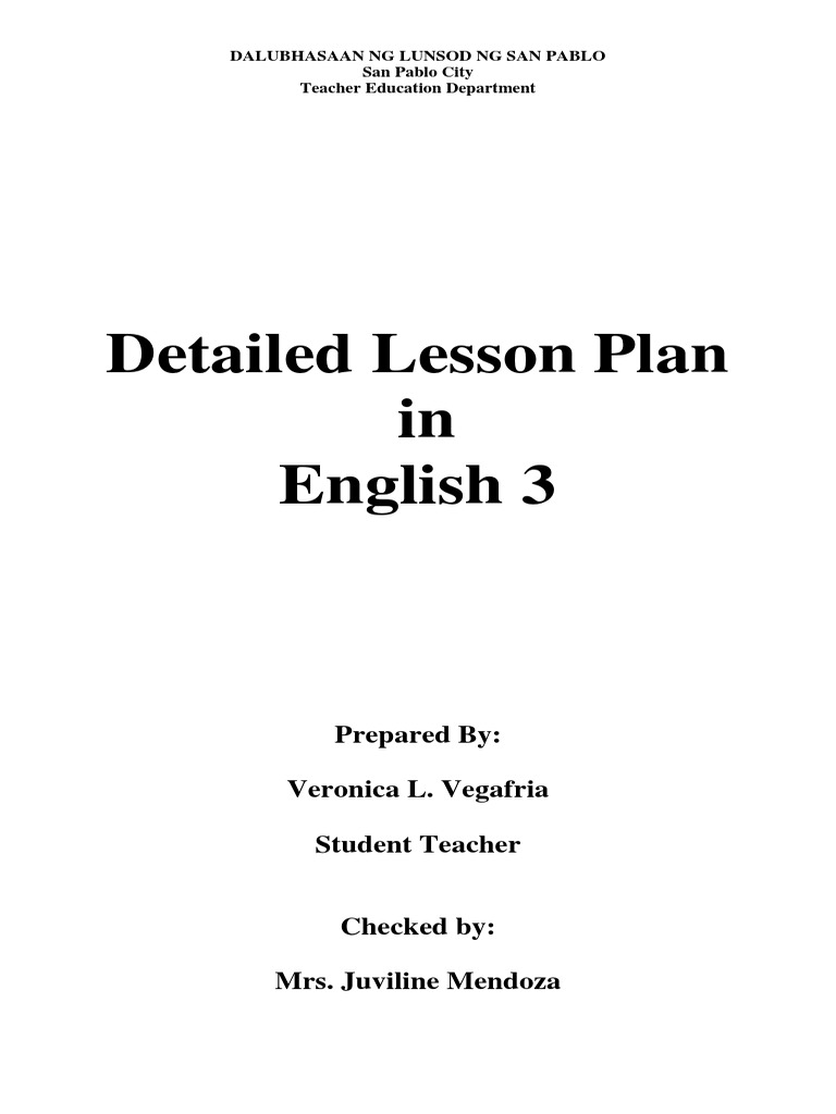 Edited Lesson Plan in English | PDF | Lesson Plan