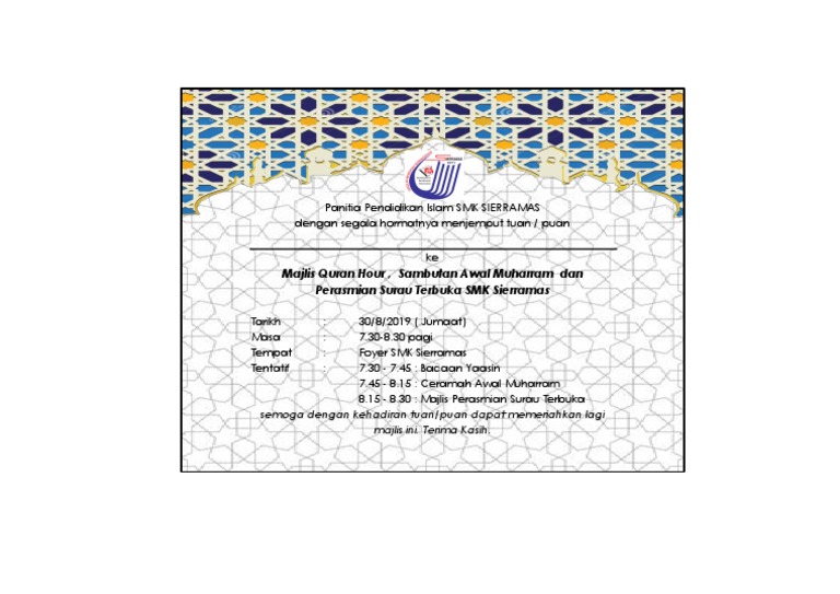 Kad Jemputan Perasmian Surau Terbuka 1 | PDF