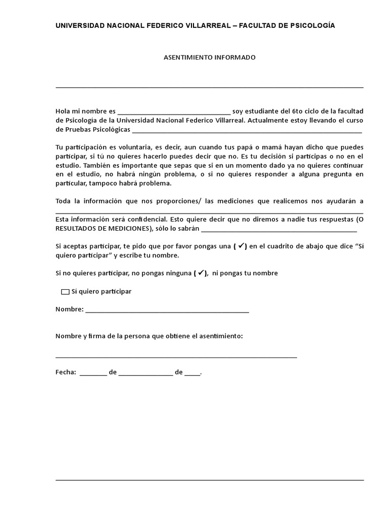 Asentimiento Informado | PDF