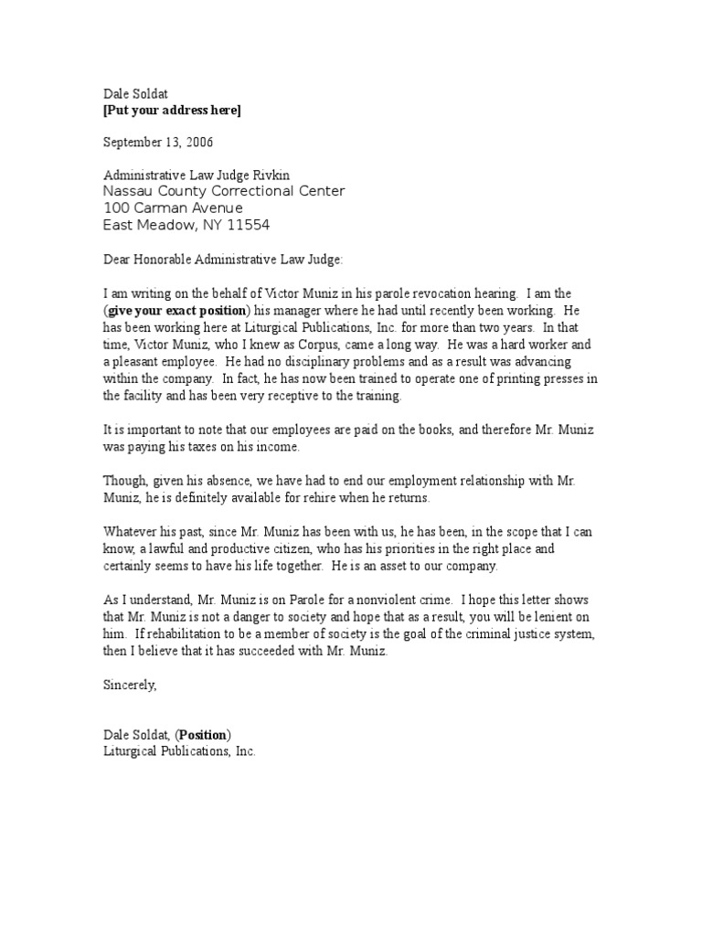 Muniz Letter To ALJ | PDF
