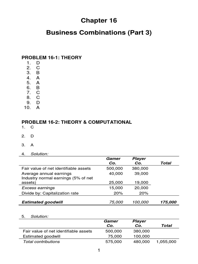 Business Combinations: Goodwill Analysis | PDF | Goodwill (Accounting ...