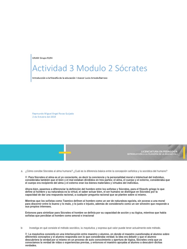 Filosofía Socrática y Educación | PDF | Sócrates | Moralidad