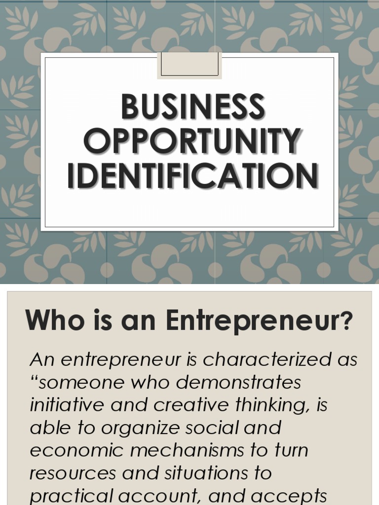 Chapter 3 - Lesson III Identification of Business Opportunities | PDF ...