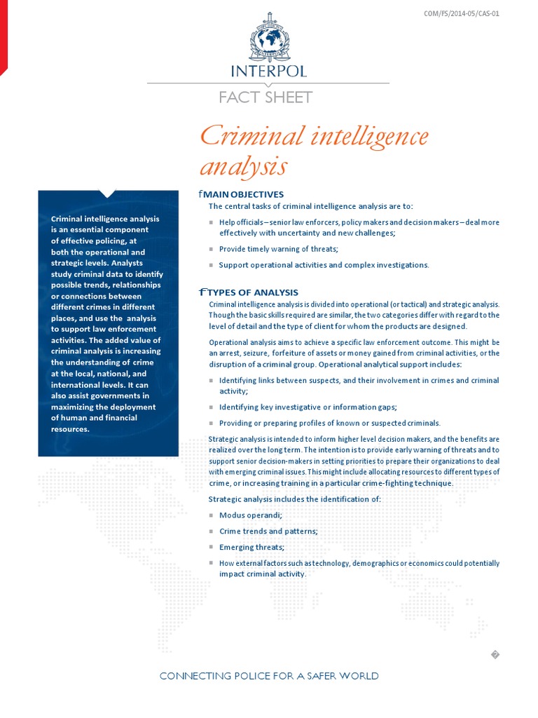 Criminal Intelligence Analysis: Fact Sheet | PDF | Intelligence ...