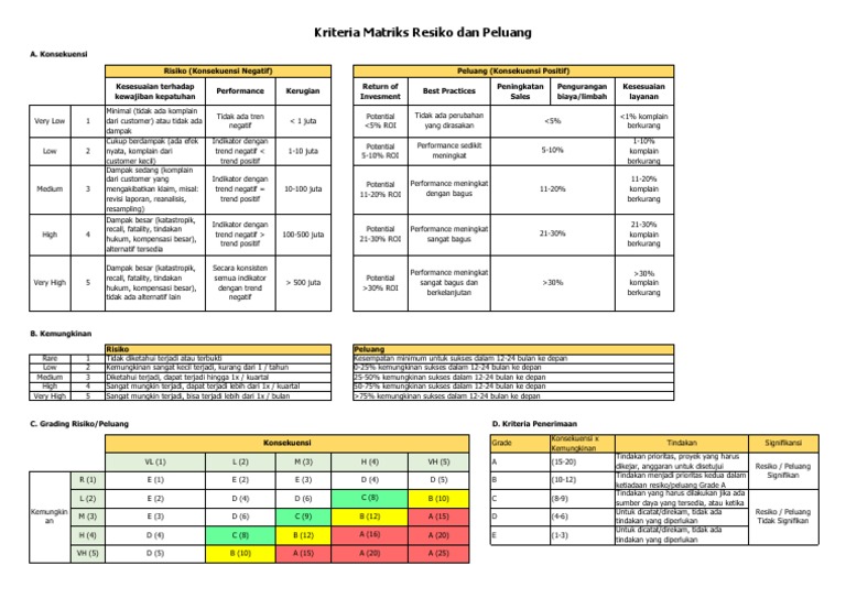 Kriteria Matriks Resiko Dan Peluang | PDF