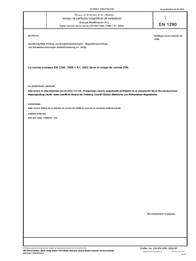 Din 1290 - 2002 | PDF | Campo magnético | Corriente eléctrica